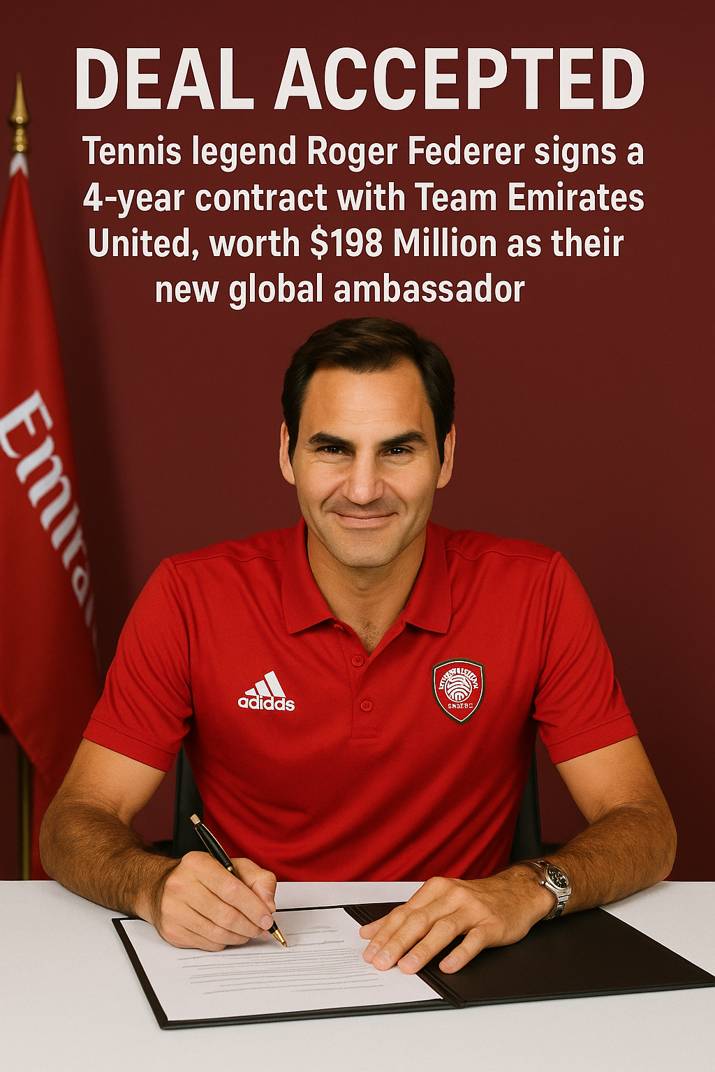 DEAL ACCEPTED: Tennis legend Roger Federer signs a 4-year contract with ...